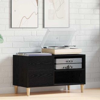 vidaXL Meuble &agrave; vinyles Ch&ecirc;ne noir 84,5 x 38 x 48 cm Bois ding&eacute;nierie vidaXL
