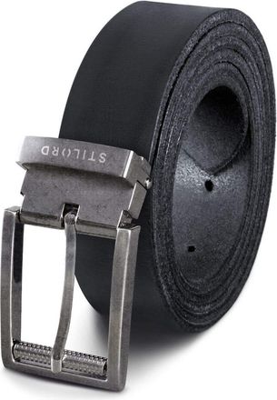 STILORD Business Lederg&uuml;rtel Herren Damen Universell K&uuml;rzbar Vintage Jeans Anzugg&uuml;rtel Casual Business Echt-Leder, Farbe:schwarz | Schnalle antik - silbern I 