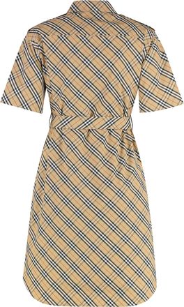 Burberry Womens Cotton Shirtdress With Coordinated Waist Belt Beige Dress
