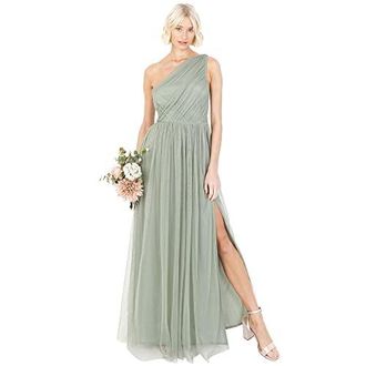 Anaya with Love Womens Ladies Maxi One Cold Shoulder Dress with Slit Split Sleeveless Prom Wedding Guest Bridesmaid Ball Evening Gown, Robe Femme, Forest Green