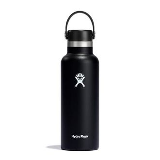 Hydro Flask Gourde Isotherme 532 ml (18 oz) - Bouteille Inox à Isolation Sous Vide - Bouchon Antifuite et Revêtement par Poudre - Ouverture Standard - Noir