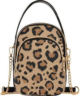 Mnsruu Sac à bandoulière pour femme - Imprimé léopard - Marron - Avec sangle réglable