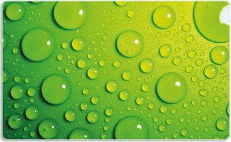 Wallario Fr&uuml;hst&uuml;cksbrettchen aus Glas, Glasunterlage, Glasbrettchen Wassertropfen auf Gr&uuml;n, Gr&ouml;&szlig;e 14 x 23 cm, Sicherheitsglas