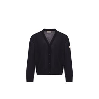 Moncler Moncler Cardigan En Laine, Femme, Bleu, Taille: Xxl