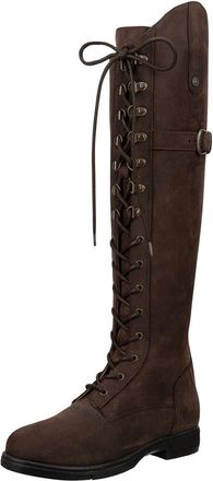 Suedwind Footwear Winter Reitstiefel Longford Waterproof - Lederstiefel zum Reiten - Damen Stiefel m. Polo-Schnürung, YKK Reißverschluss & Winter-Teddyfell - braun - Gr