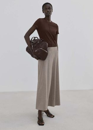 Mango T-shirt coton coutures marron - Femme - XS - MANGO