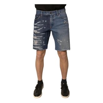 Dolce & Gabbana Homme, Shorts, Bleu, Taille: L Shorts en Denim Bermuda D&eacute;chir&eacute;s