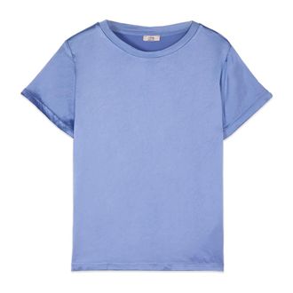 Oltre Kurzarm-Satinbluse - - Blouses & Shirts - Damen - Blau - XS