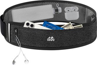 Generic Schlanke G&uuml;rteltasche, Bauchtasche, Lauftasche, H&uuml;fttasche f&uuml;r Workout, Joggen, Handyhalterung, G&uuml;rtel, Laufausr&uuml;stung, Dunkelgrau-Schwarz, Waist: 80-
