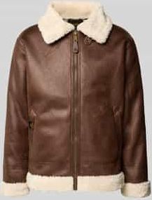Alpha Industries Relaxed Fit Jacke in Leder-Optik mit Umlegekragen