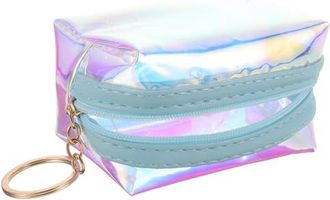 BESPORTBLE Porte-cl&eacute;s Portefeuille Transparent Holographique Bleu, Petite Pochette Porte-monnaie En Pvc, Mini Trousse Multifonction Pour Femmes, &Eacute;tudiants, Usage