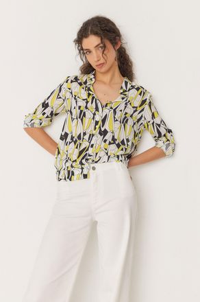 SKFK Damen vegan Shirt Asune Mehrfarbig Gelb/Schwarz