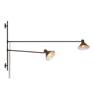 Luce-Ambiente-Design Duetto Bronze Metal Wall Light with Two Adjustable Arms