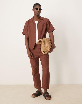 Asos Strandhose aus Leinenmix in Braun, Kombiteil