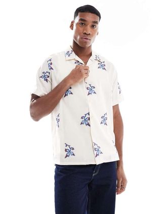 Paul Smith Chemise &agrave; manches courtes avec fleurs brod&eacute;es - Blanc cass&eacute;