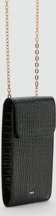 Mango Housse t&eacute;l&eacute;phone portable effet croco noir - Femme - Taille unique - MANGO