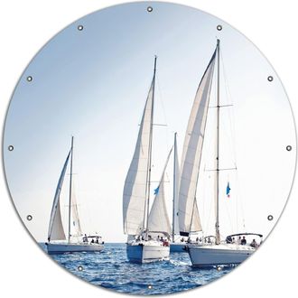 Wallario rundes Outdoor-Poster für Garten oder Balkon Segelschiff auf dem Meer, Motivbanner 120 cm Durchmesser