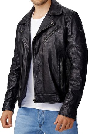 Tazzio Herren Jacke Lederjacke Echtleder Leder Biker &Uuml;bergangsjacke 19708 (Schwarz, XXL)