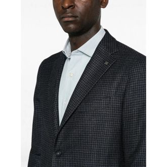 Tagliatore Houndstooth Virgin Wool Blazer - Blue
