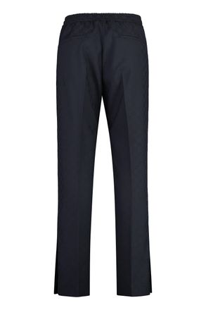Gucci Mens Jacquard Motif Trousers Blue Cotton