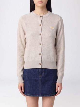 Maison Kitsun&eacute; Woll-Cardigan mit Rundhalsausschnitt und gesticktem Logo