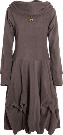 vishes warmes Fleece Kleid mit Daumenl&ouml;chern und verstellbarem Schalkragen - Alternative Bekleidung Olive 42