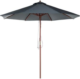Beliani Parasol de Jardin 270 cm en Bois et Tissu Polyester Gris Fonc&eacute; R&eacute;sistant aux uv Toscana