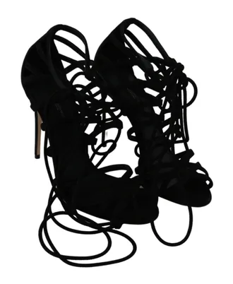 Dolce & Gabbana Suede Ankle-Strap Gladiator Heel - Black