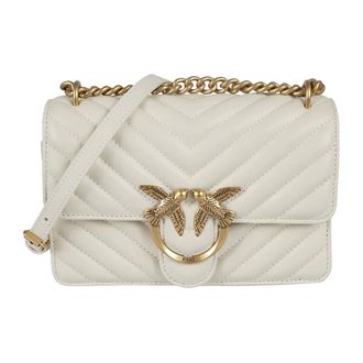 Pinko Pinko, Femme, Sacs, Blanc, Taille: ONE Size Sac &agrave; Main en Cuir Matelass&eacute; Blanc Lovebird