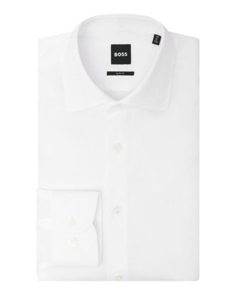 HUGO BOSS Unifarbenes Hemd aus Baumwolle mit Kentkragen, Slim in