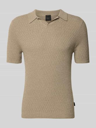 Bugatti Slim Fit Strick-Poloshirt mit Strukturmuster