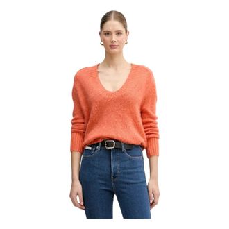 Benetton Femme, Pulls, Orange, Taille: 42 FR Pull col en V
