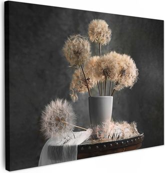 MuchoWow © Leinwand 40x30 cm Deko Schlafzimmer Aesthetic Leinwandbilder Wohnzimmer Gemälde Foto Geschenk Living Room Decoration Blumensamen - Löwenzahn - Vase 