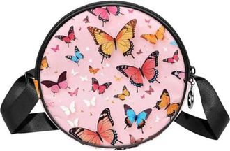 Generic Sac &agrave; bandouli&egrave;re rond pour femme, petit sac &agrave; bandouli&egrave;re avec fermeture &eacute;clair, bretelles r&eacute;glables, style d&eacute;contract&eacute;, pour femmes et filles