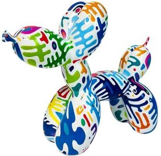 Generic Statue de chien en ballon aquarelle - Sculpture moderne en r&eacute;sine graffiti, d&eacute;coration &eacute;l&eacute;gante pour la maison et le bureau, figurine unique pour salo