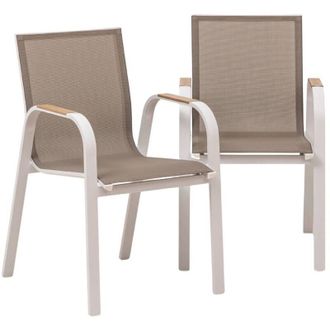 Made In Meubles Made In Meubles - Chaise de jardin taupe en aluminium Ayden (lot de 2)