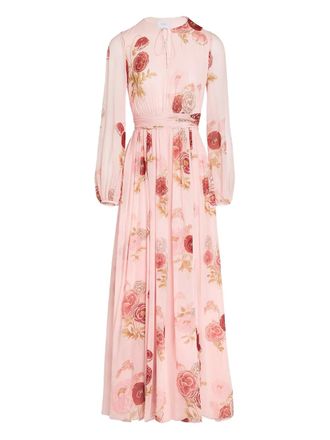 Giambattista Valli robe longue &agrave; fleurs - Rose