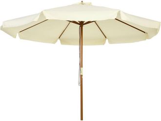 OUTSUNNY Parasol droit rond grande taille de jardin &Oslash; 3,25 x 2,5H m bois de bambou polyester beige