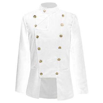 Generic Veste de c&eacute;r&eacute;monie pour homme - Col montant - Double boutonnage - Coupe ajust&eacute;e - Smoking traditionnel, blanc, XL