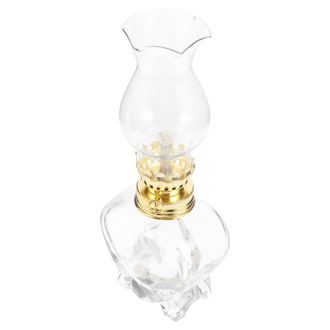 Hemobllo Glas Petroleumlampe Vintage Tisch &Ouml;llampe mit Glaslampenschirm Innenbereich Dekoration Petroleumlampe f&uuml;r Wohnzimmer Schlafzimmer und Notbeleuchtung