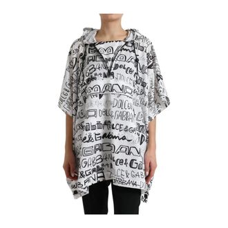 Dolce & Gabbana Kapuzen-Poncho mit Graffiti-Print - - Tops - Damen - Wei&szlig; - S