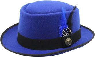 Generic 2026 Chapeau Fedora en laine unisexe style bavarois traditionnel avec plumes pour fête de la bière et fêtes en plein air, bleu, Taille unique
