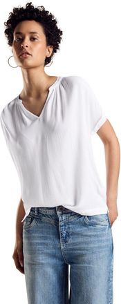 Street One Damen A321663 Materialmix T-Shirt, Weiß,44