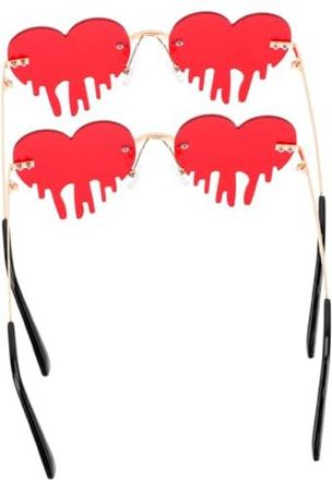 Hemoton 2 pi&egrave;ces Lunettes de Soleil Coeur sans Monture Lunettes F&ecirc;te Vintage Femmes Accessoires Festival Fun et Styl&eacute;s