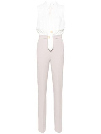 Elisabetta Franchi Jumpsuit mit Schn&uuml;rung - Wei&szlig;