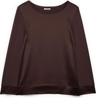Fiorella Rubino Zweifarbiges T-Shirt aus Satin und Jersey - - Blouses & Shirts - Damen - Braun - XL