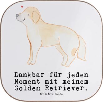 Mr. & Mrs. Panda gläseruntersetzer Golden Retriever Moment - Geschenk, esstisch untersetzer, Glas, weinglasuntersetzer, Goldie Hund, Coaster, Holzuntersetzer, für Gläs