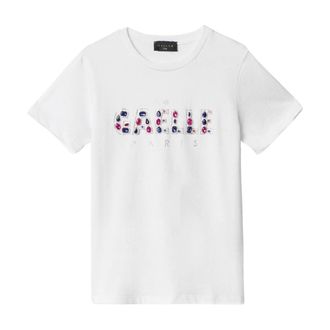 Ga&euml;lle Paris Heart Detail Jewel T-Shirt - - Tops - Damen - Wei&szlig; - XS