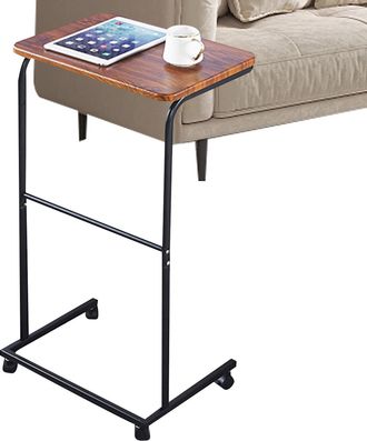 Generico TV-Esstisch mit Rollen, mobiler Beistelltisch - mobiler Getr&auml;nketisch | Beistelltisch mit verschiebbarem Metallgestell ohne L&auml;rm | Getr&auml;nketisch