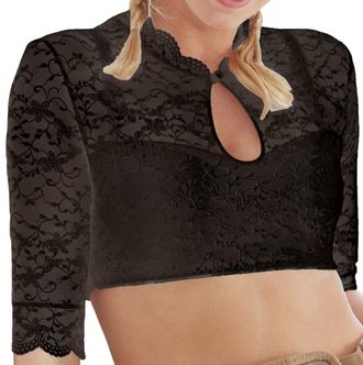 Nina Von C. Dirndlbluse 4846971 schwarz Spitze 3/4 Arm Gr&ouml;&szlig;e 40